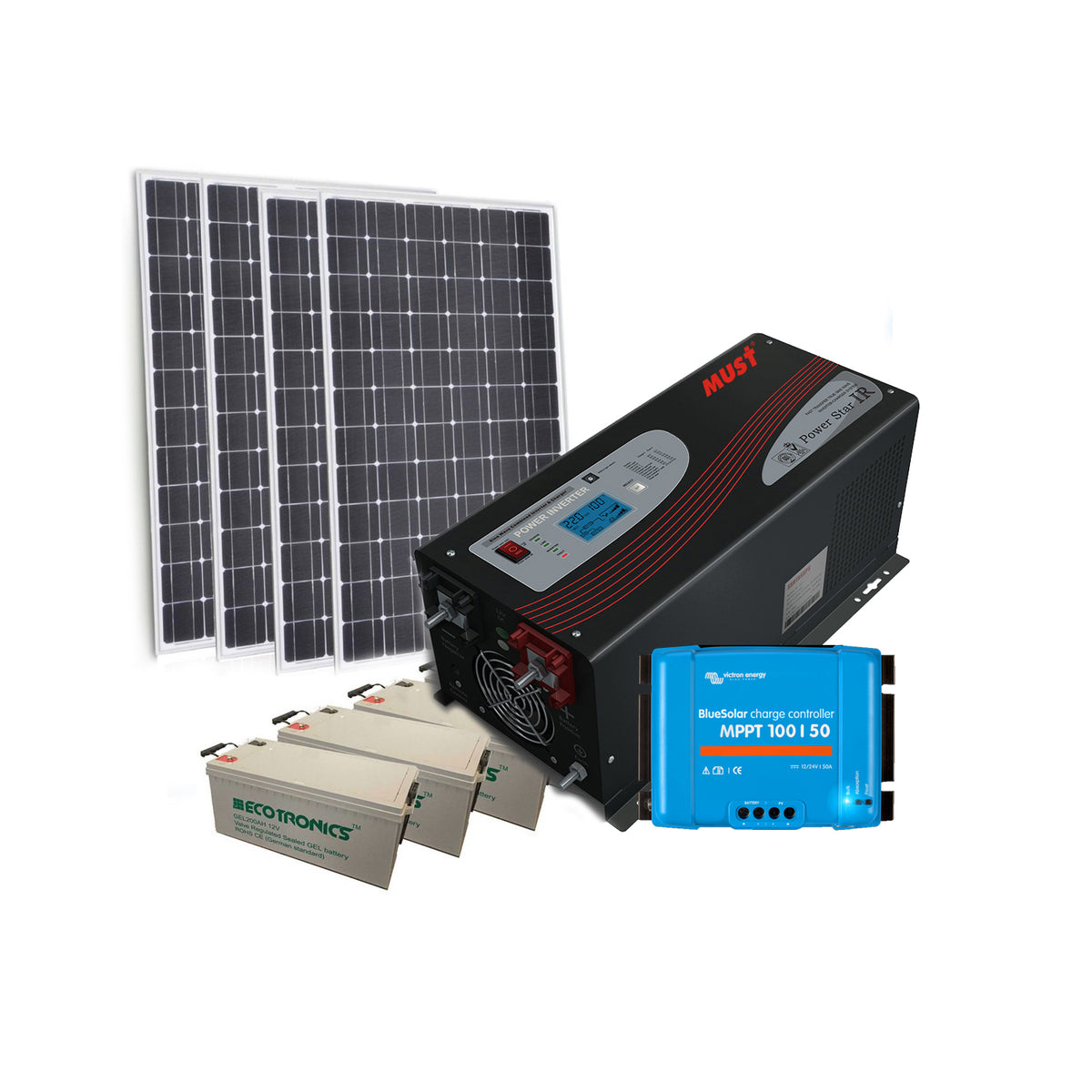 Off Grid Shed Kit- 1KW PV / 11 KWH / 3000W Inverter / 50 Amp – Self ...